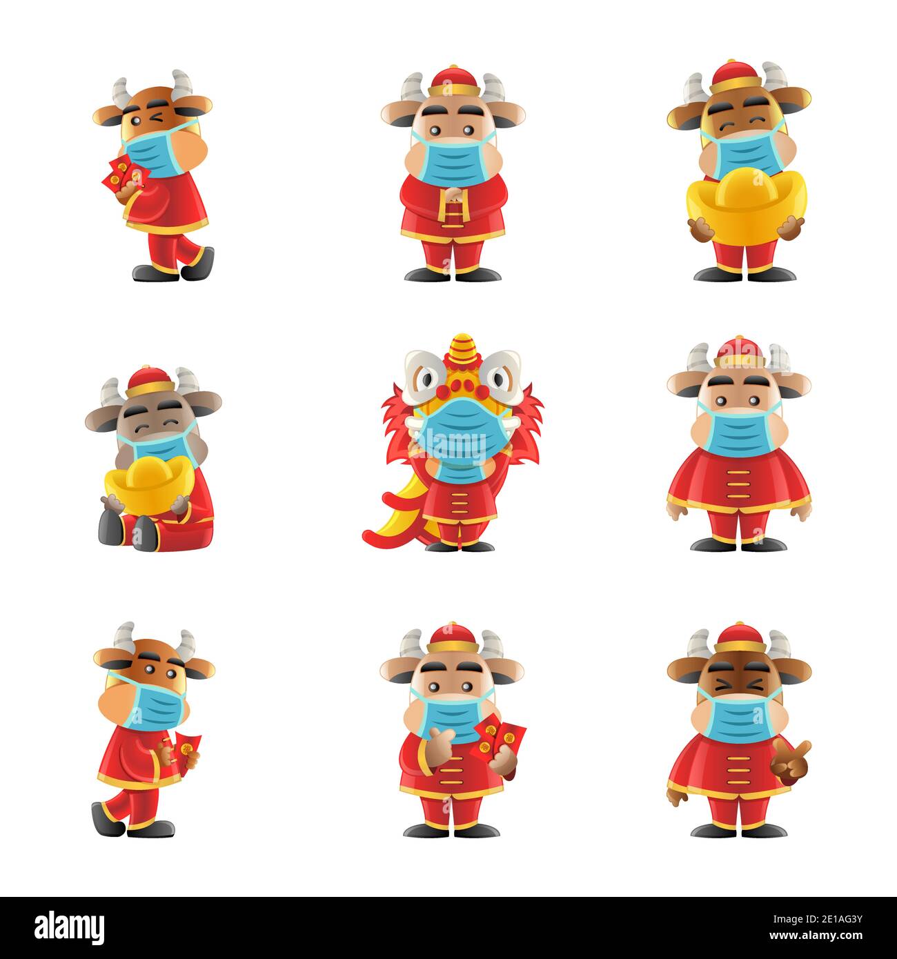Element of Chinese new year cute of cartoon design in the year of ox ...