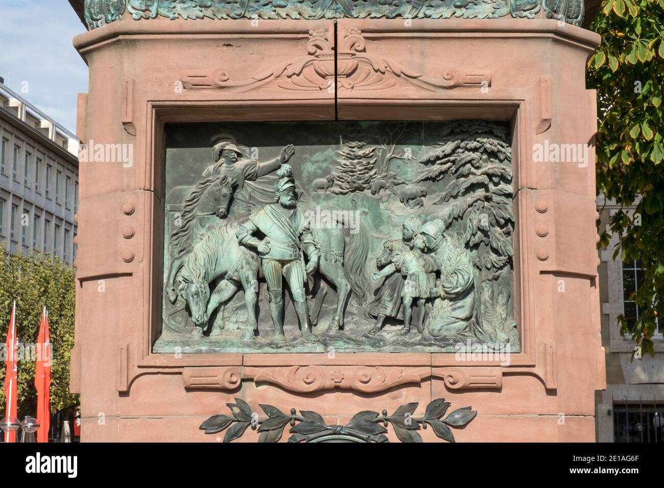 People and animal statues at Castle Square in Stuttgart, Germany Stock ...