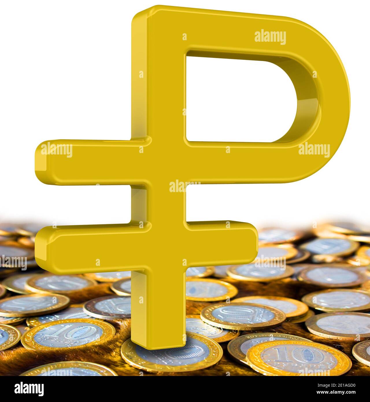 Russian currency symbol. Golden symbol of the Russian ruble on the ...