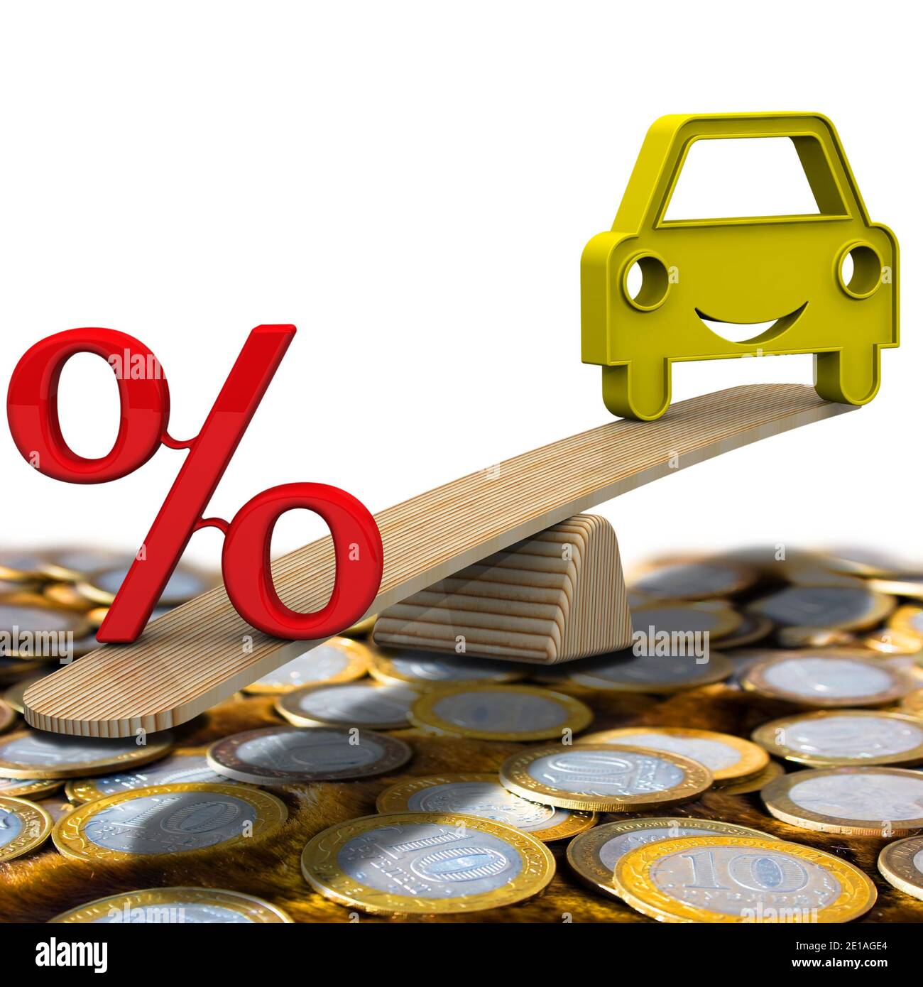 The interest rate on the car loan. Red percentage symbol and symbol of ...