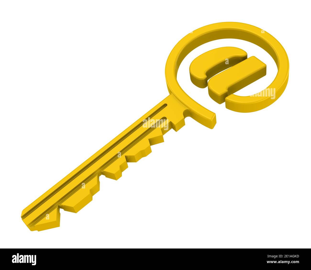 Email account. The golden key of the email account isolated on white ...