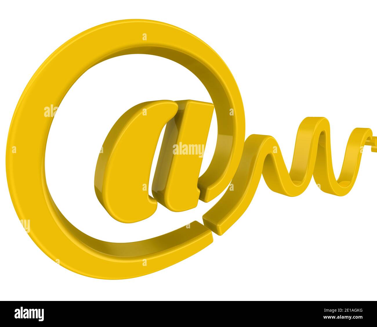 The golden at sign. One golden at symbol (commercial at) isolated on ...