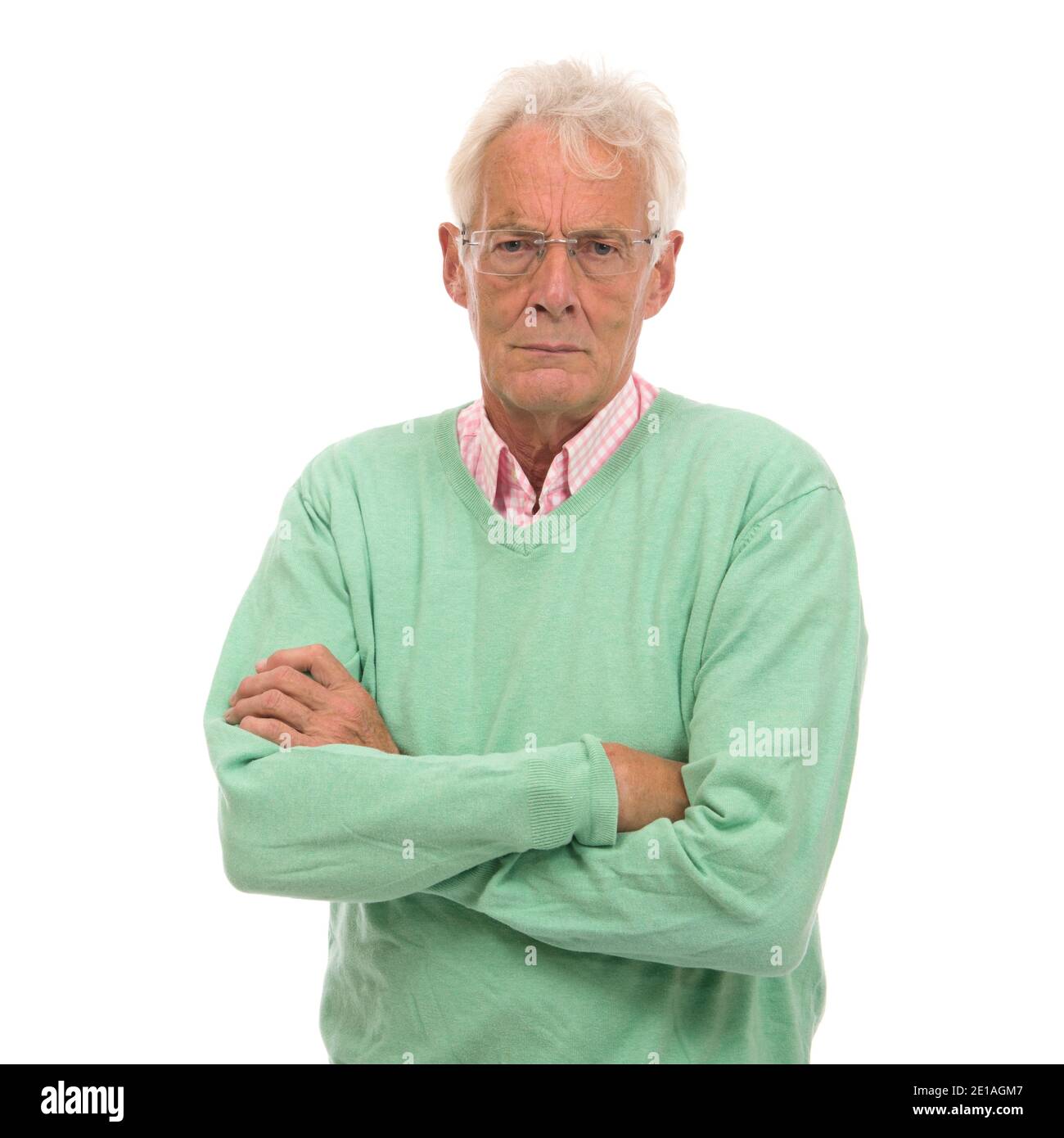 Angry senior man isolated over white background Stock Photo - Alamy
