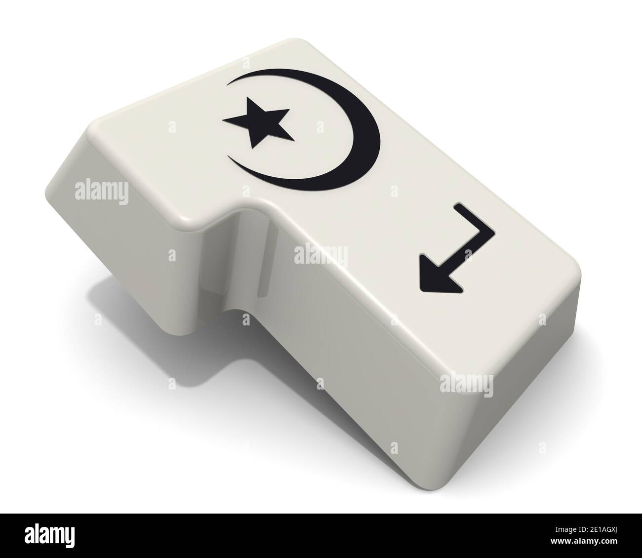 Keyboard button with symbols of Islam. White keypad button (ENTER) with ...