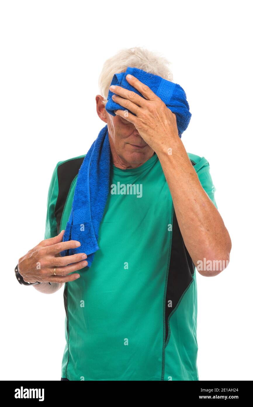 Exhausted runner drying sweat hi-res stock photography and images - Alamy