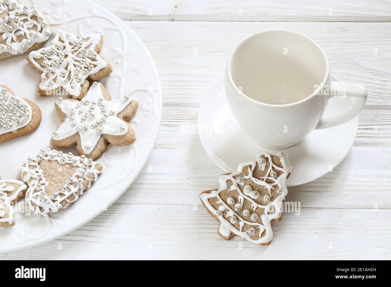 Gingerbread cookie with white icing Stock Photo - Alamy
