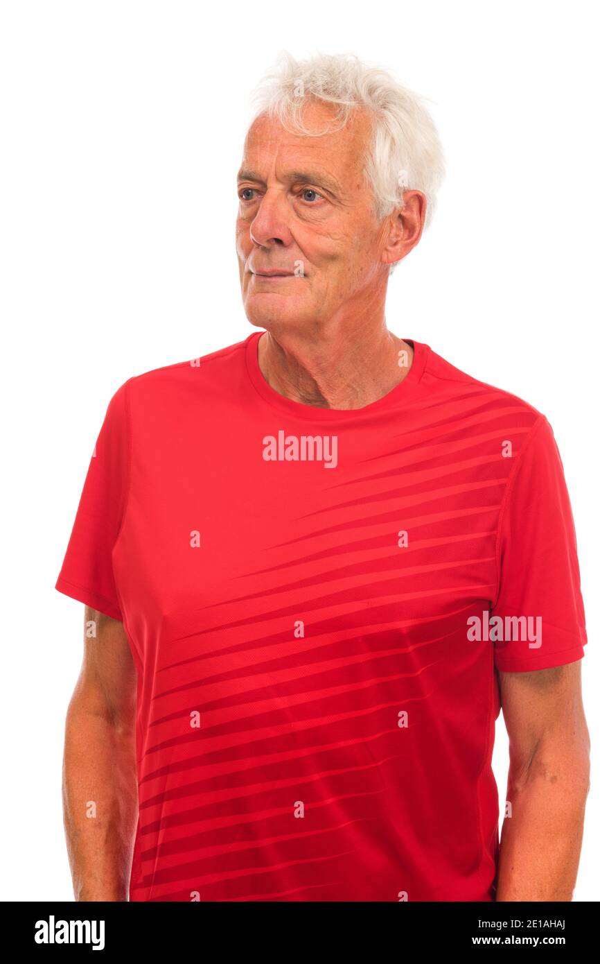 Portrait senior sport man against white background Stock Photo - Alamy