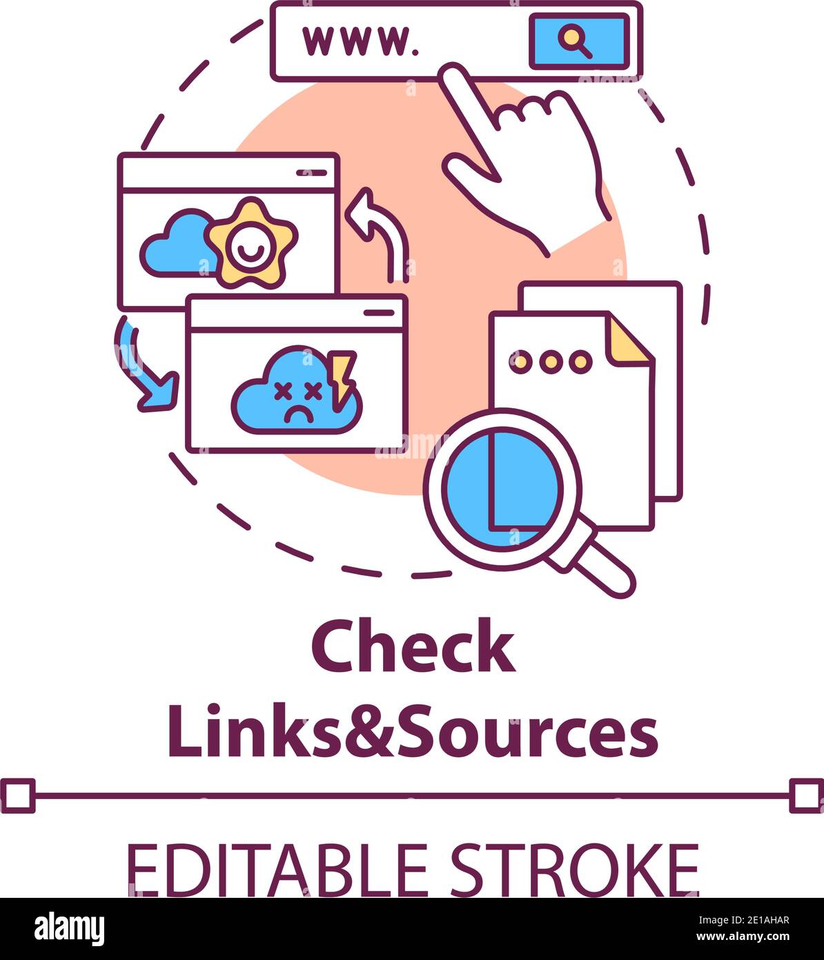 Checking links and sources concept icon Stock Vector Image & Art - Alamy