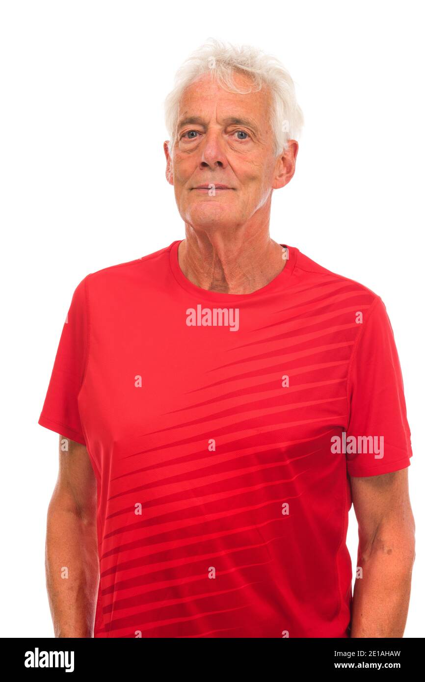 Portrait senior sport man against white background Stock Photo - Alamy