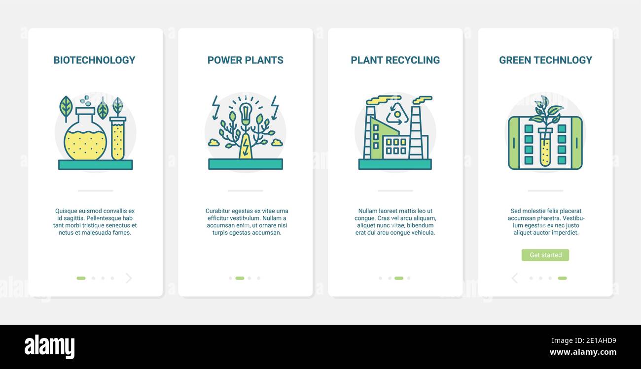 Eco green bio energy production technology vector illustration. UX, UI ...