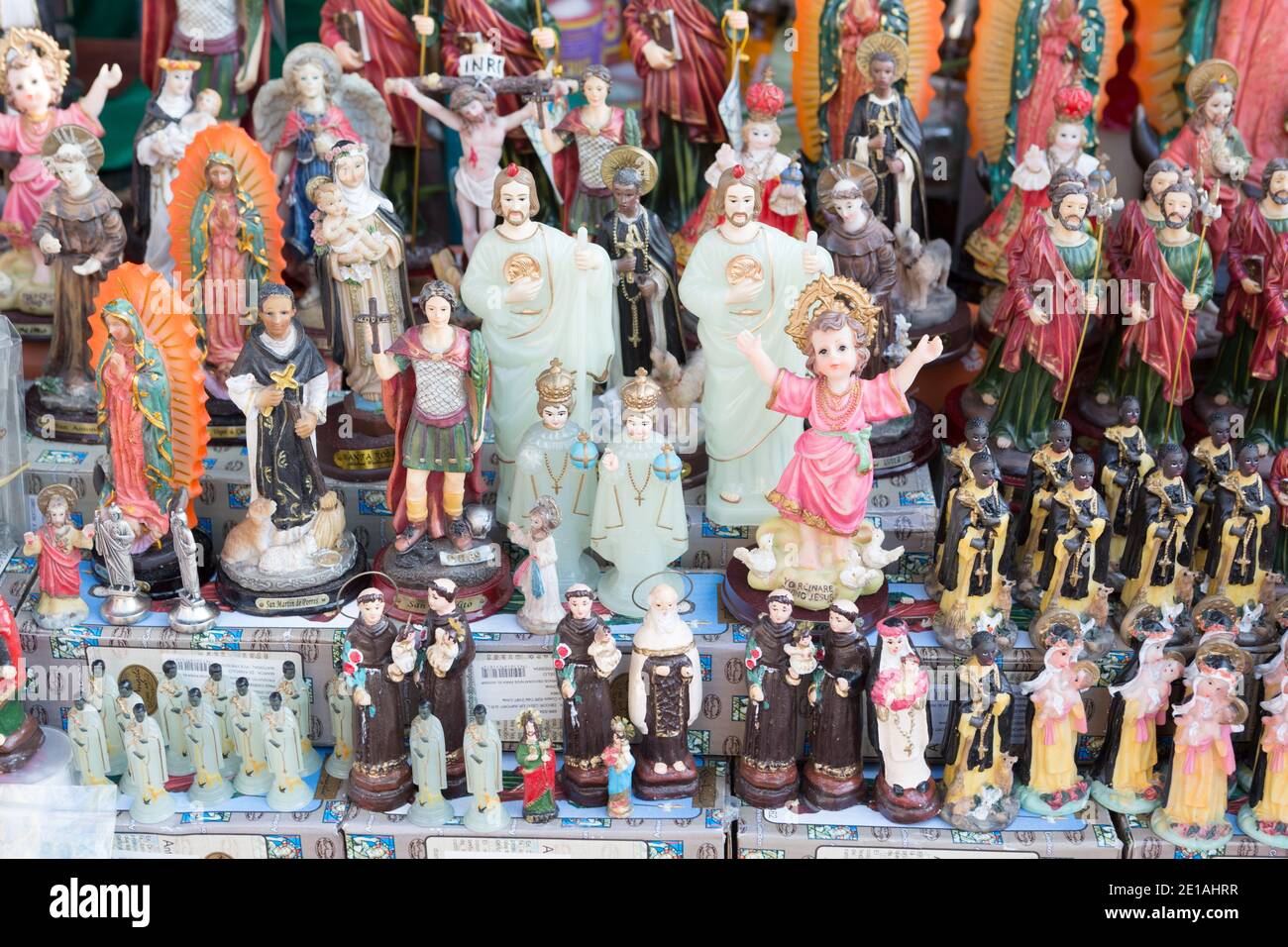 Religious figurines sold outside Monasterio de San Francisco Stock ...