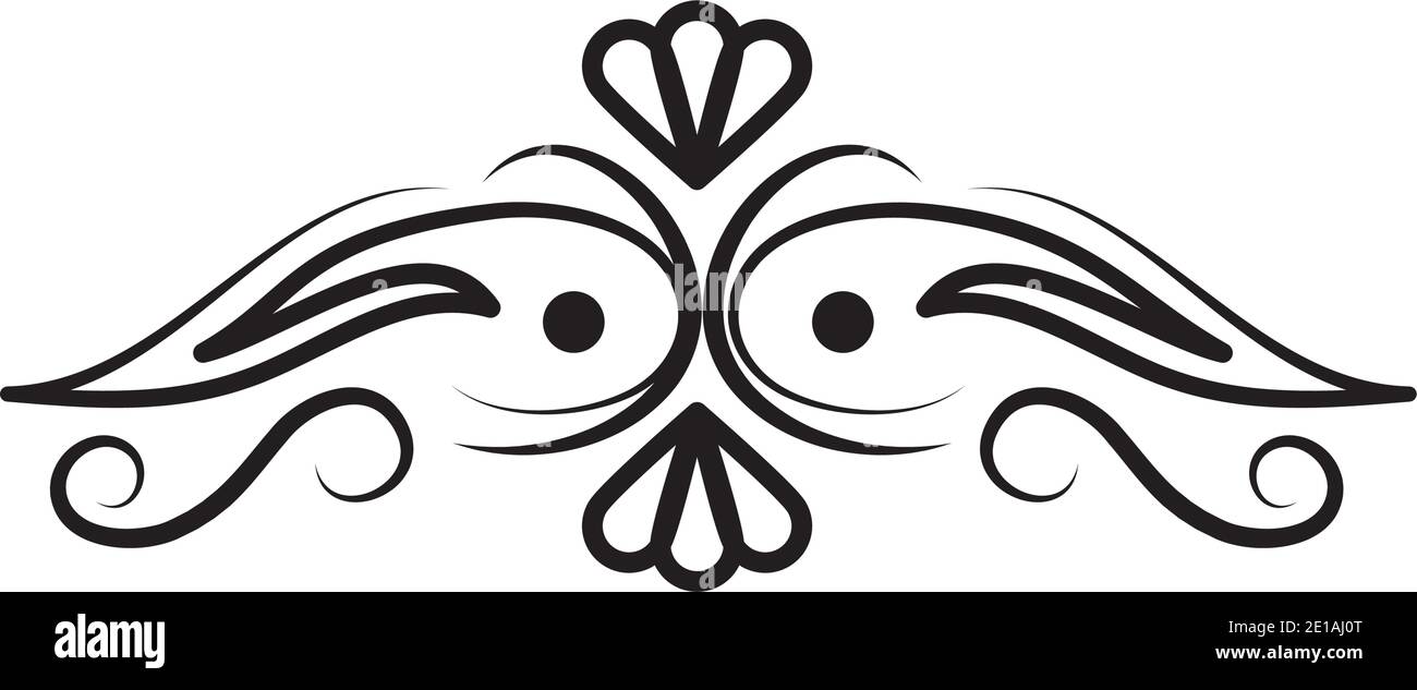 swirl divider with decorative elements over white background, line ...