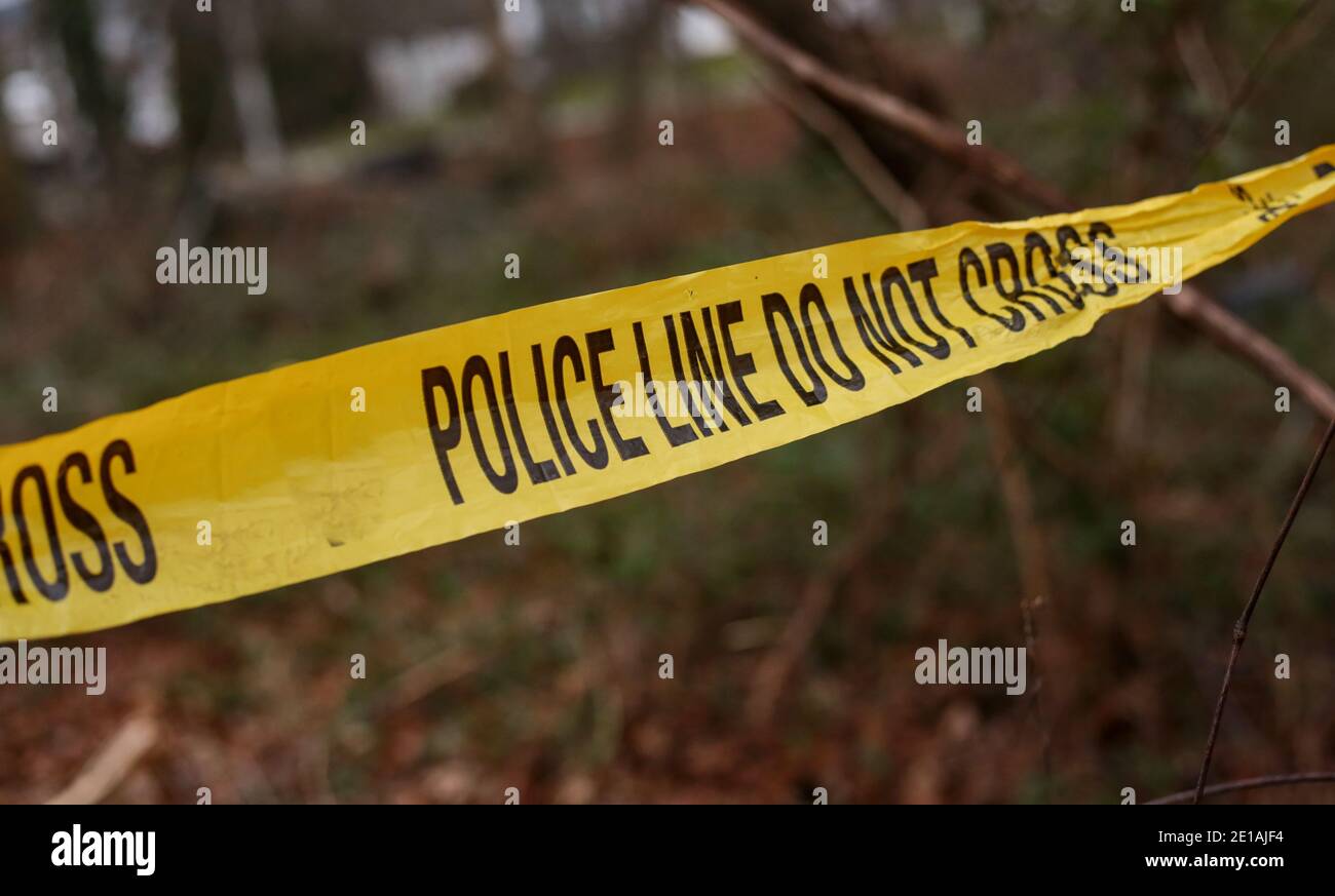 Fire line do not cross police tape hi-res stock photography and images ...