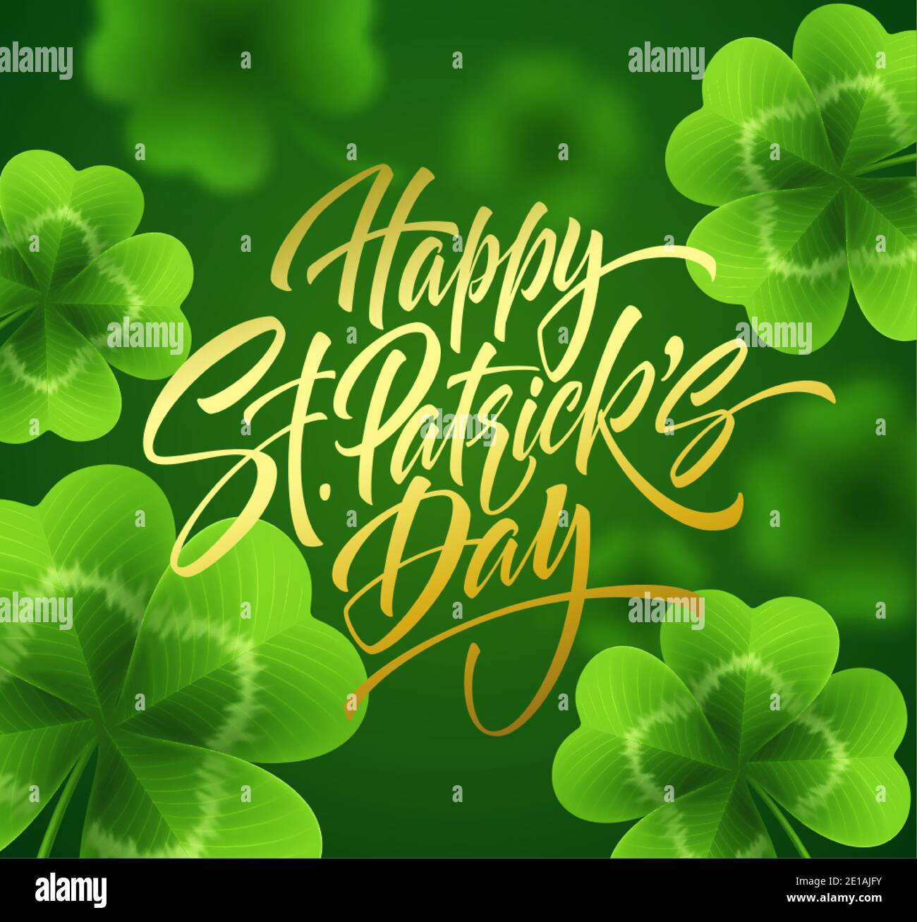 Golden handwriting lettering Happy Saint Patricks Day on green ...