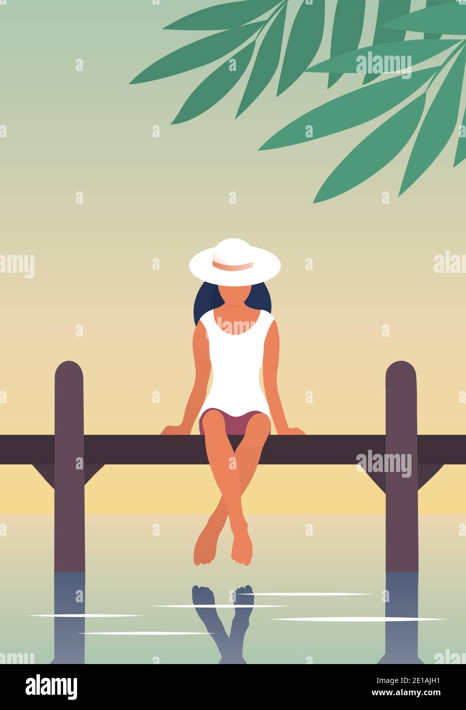 Sitting on pier Stock Vector Images - Alamy