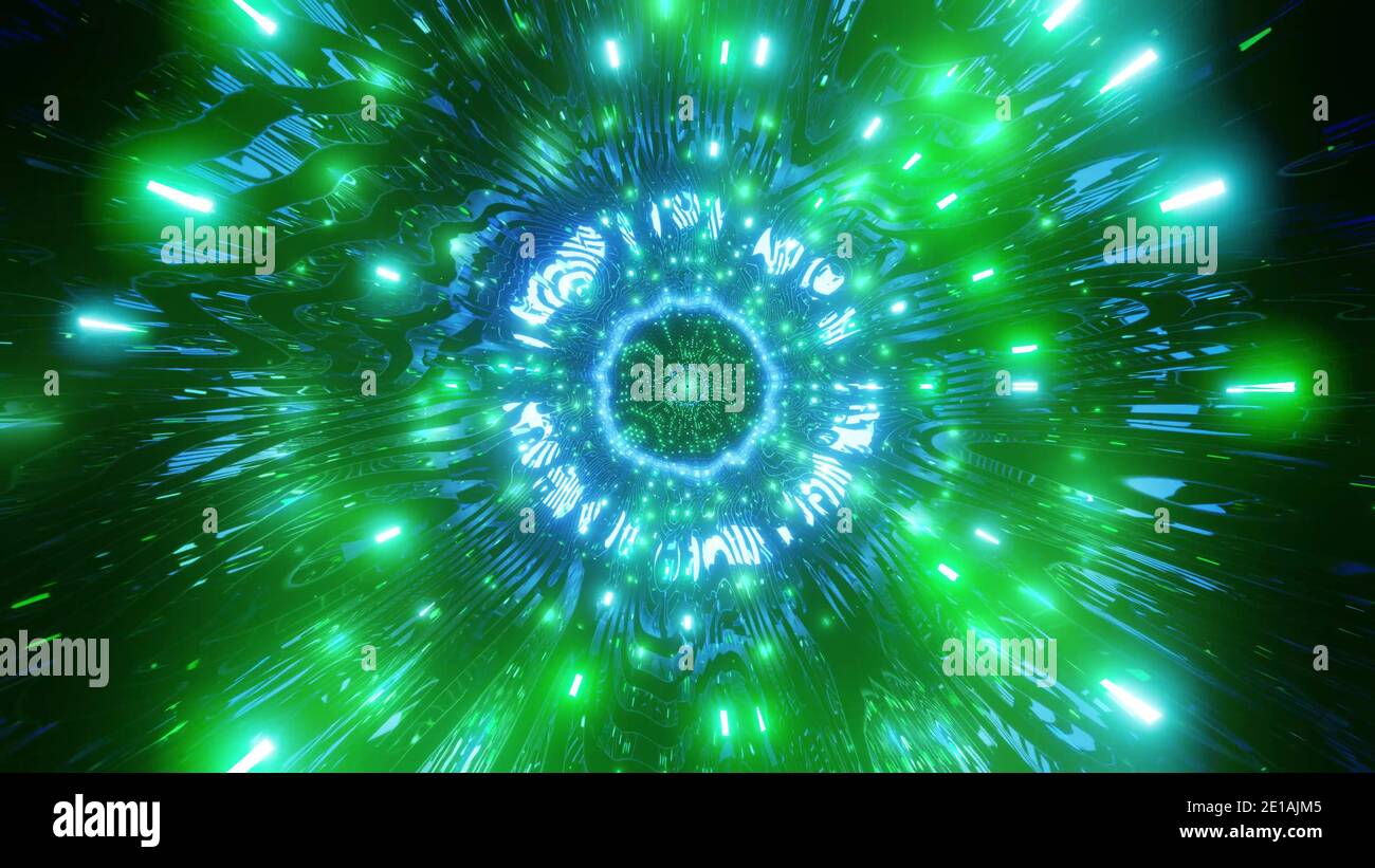Blinking 4k uhd blue space science fiction tunnel 3d illustration ...