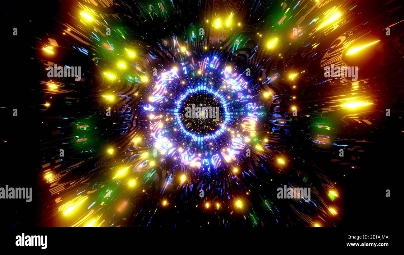 Color changing 4k uhd color changing neon sci-fi tunnel 3d illustration ...