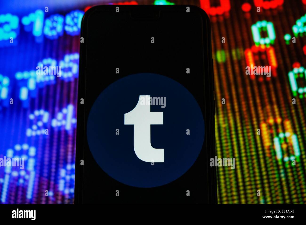 In this photo illustration, a Tumblr logo seen displayed on a ...
