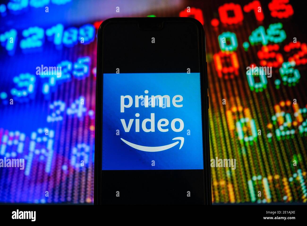 In this photo illustration, an Amazon Prime Video logo seen displayed ...
