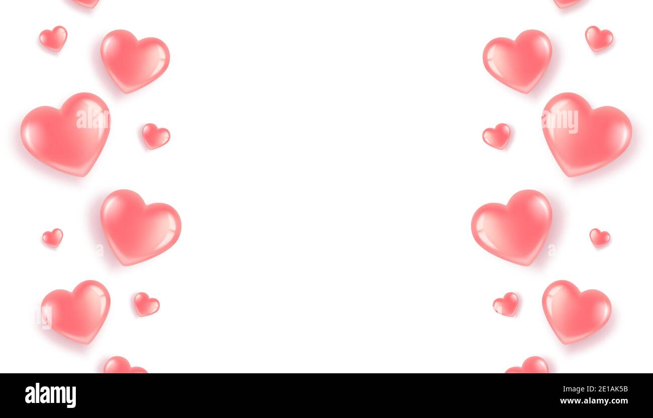 Poster with pink hearts border on white background. Postcard for ...