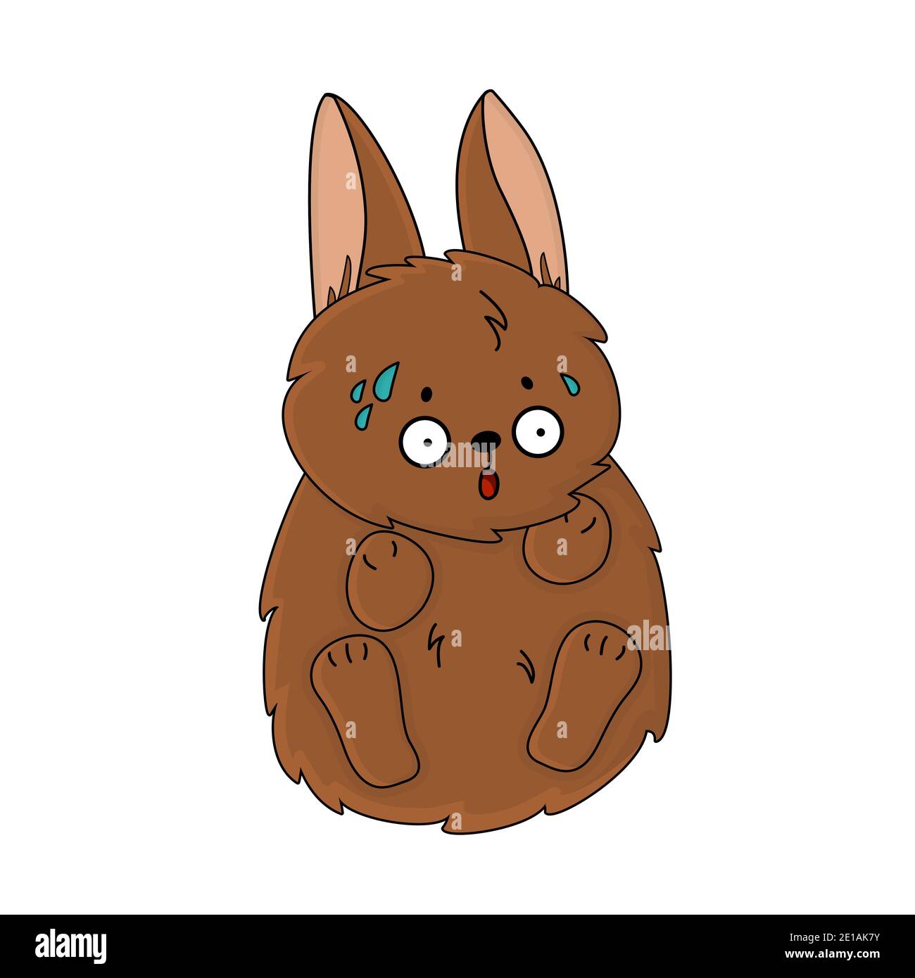 The rabbit is surprised and excited, sweat beads appeared on his face ...