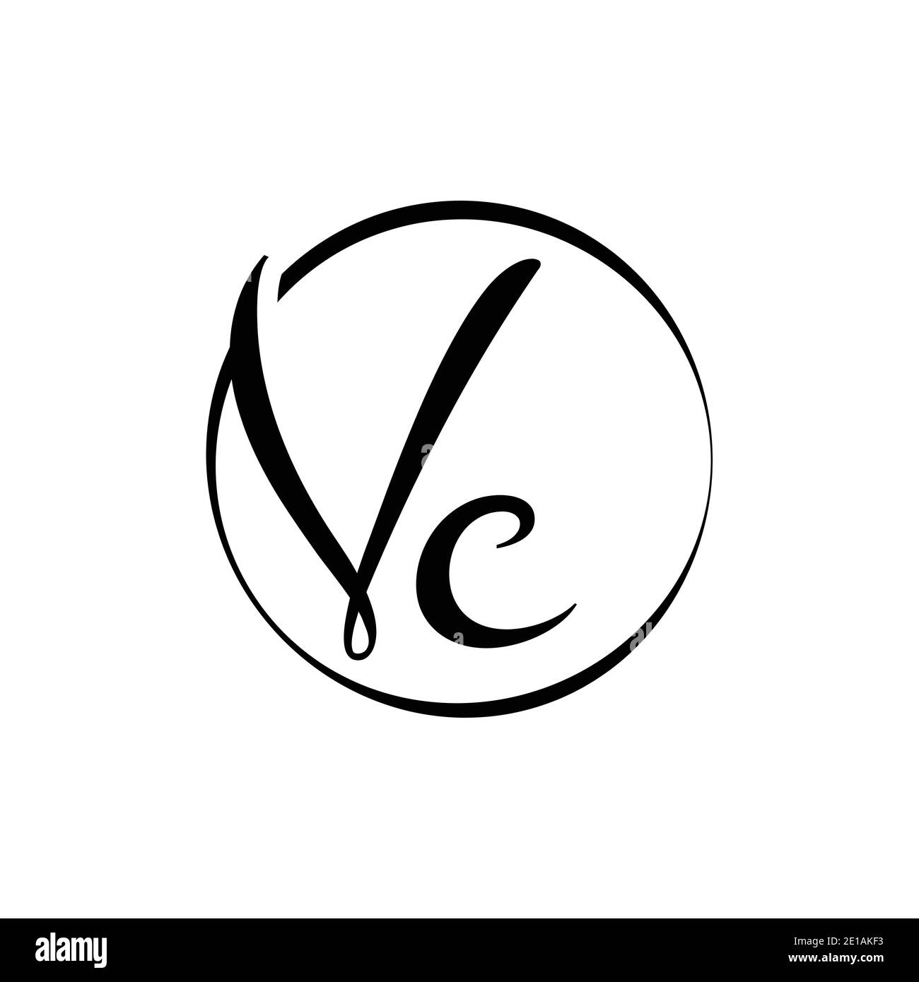 Initial VC letter Logo Design vector Template. Abstract Script Letter ...
