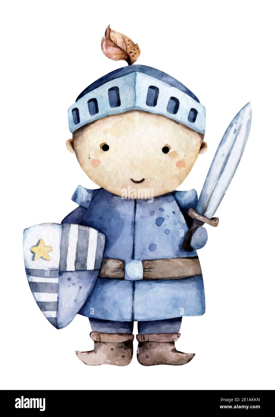 The brave knight and the castle on the back Stock Photo - Alamy