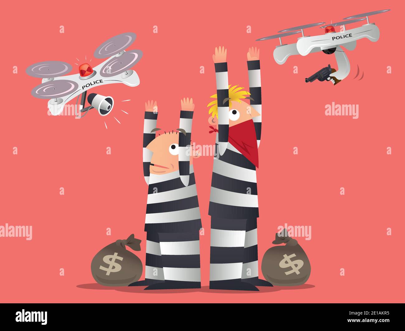 Conceptual illustration of future drone technology. Police uses patrol ...