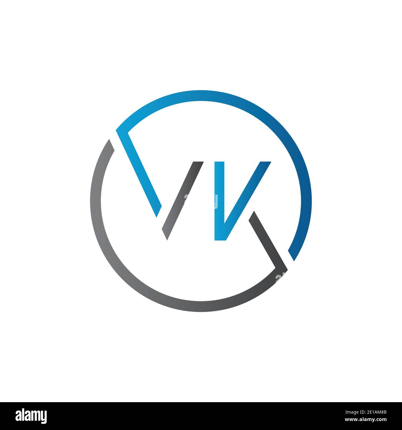 Initial Circle VK Letter Logo Creative Typography Vector Template ...