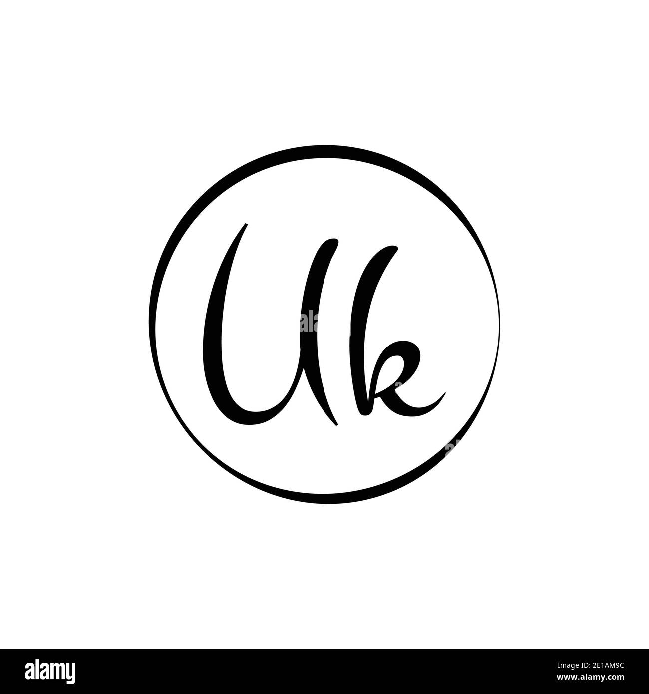 Initial UK letter Logo Design vector Template. Abstract Script Letter ...