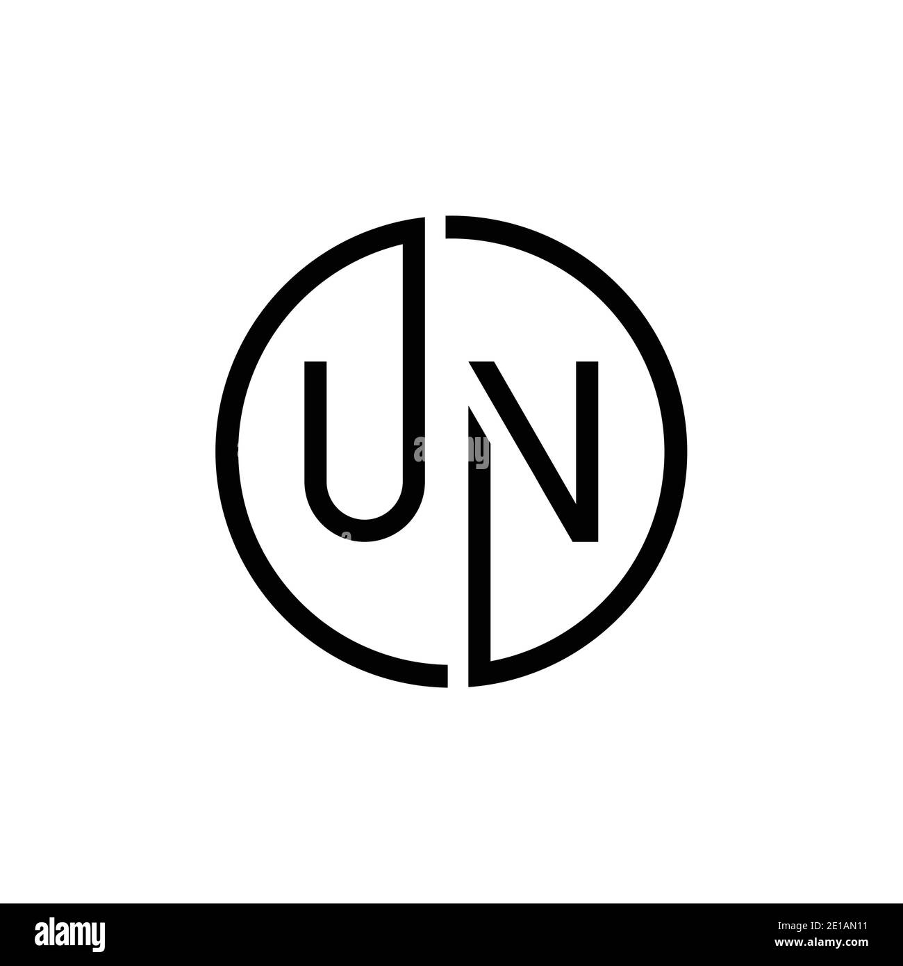 Initial Circle UN letter Logo Design vector Template. Abstract Letter ...