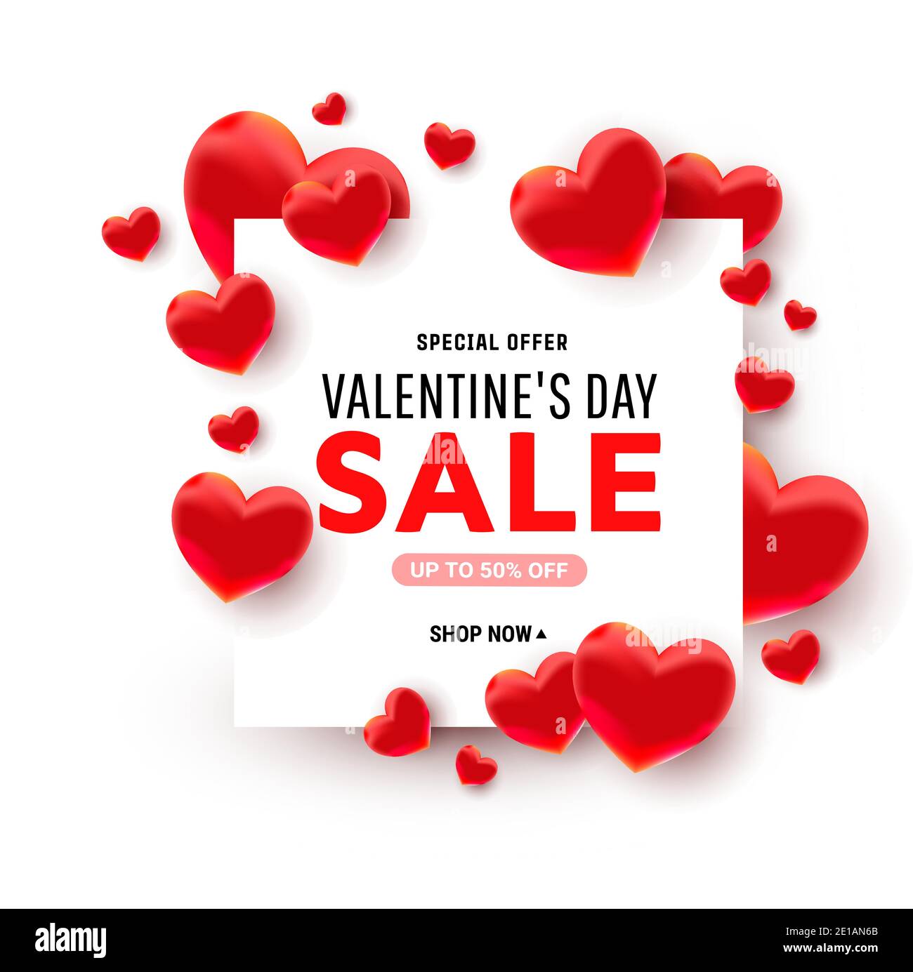 Red sweet candy love shape around square frame with discount sale text ...