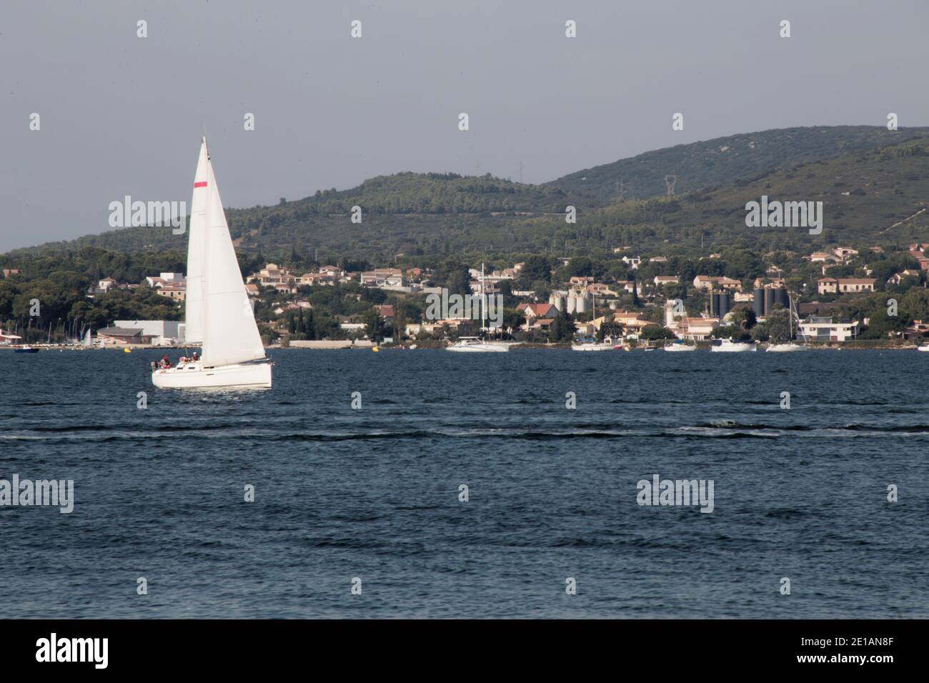 Sete, France.12th, Aug,2018.Views of the Thau lagoon with shellfish ...