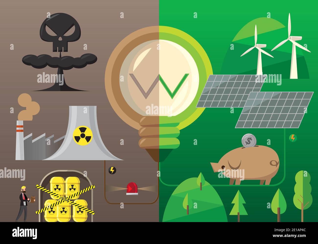 Infographic of Nuclear energy compares with Green energy Stock Vector ...