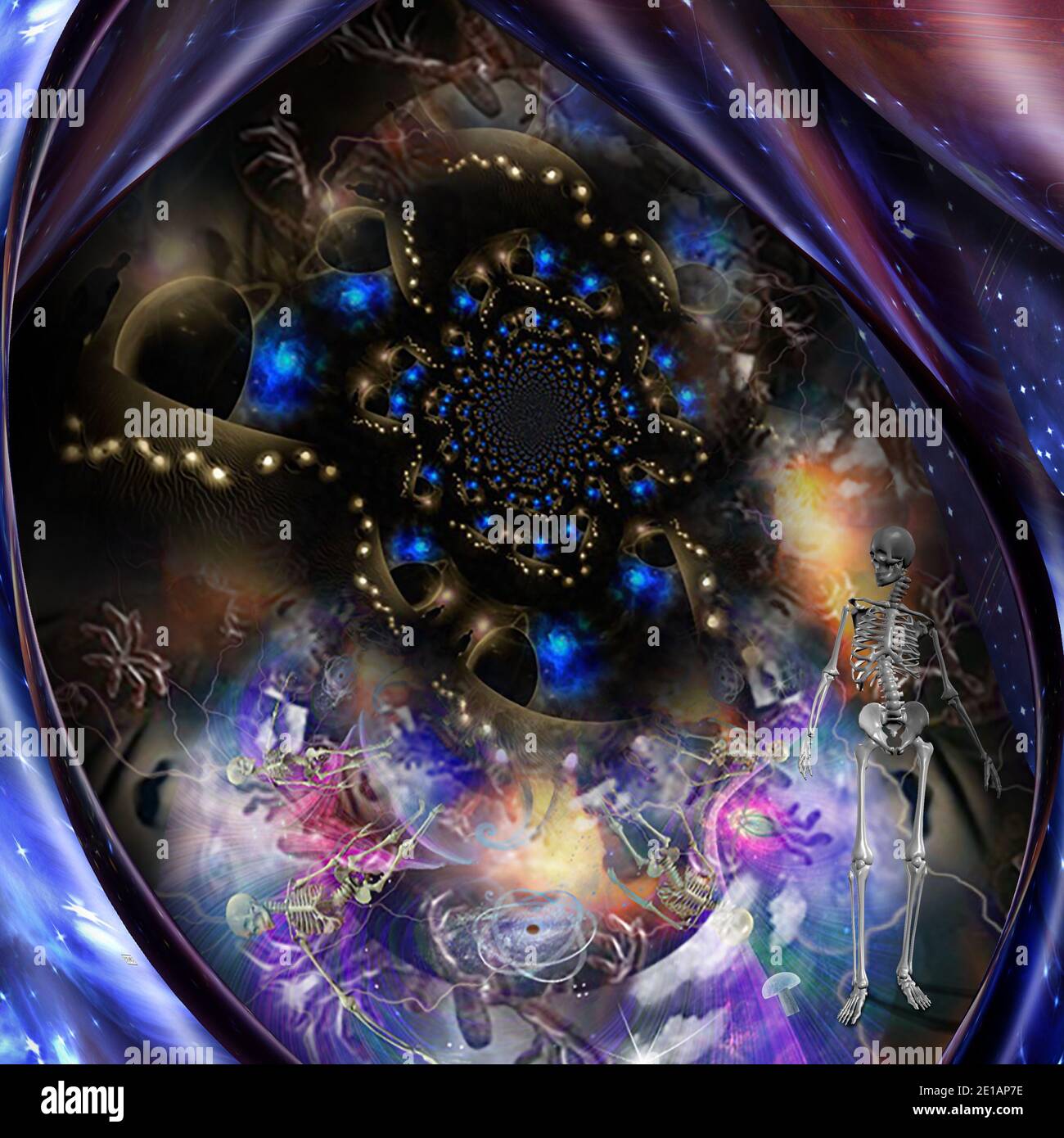 The flow of life and death. Spiritual art. 3D rendering Stock Photo - Alamy