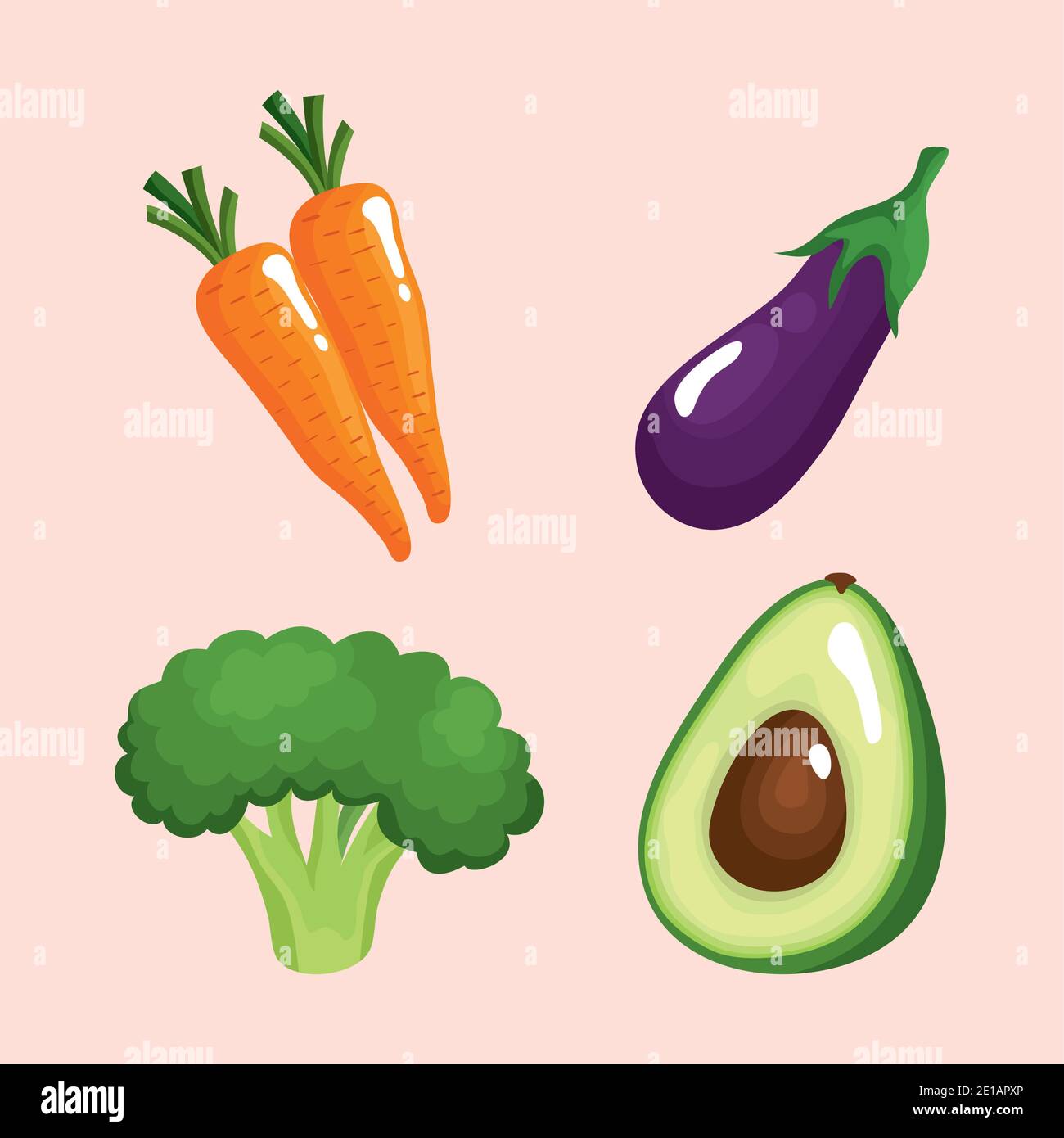 bundle of four vegetables healthy food icons Stock Vector Image & Art ...