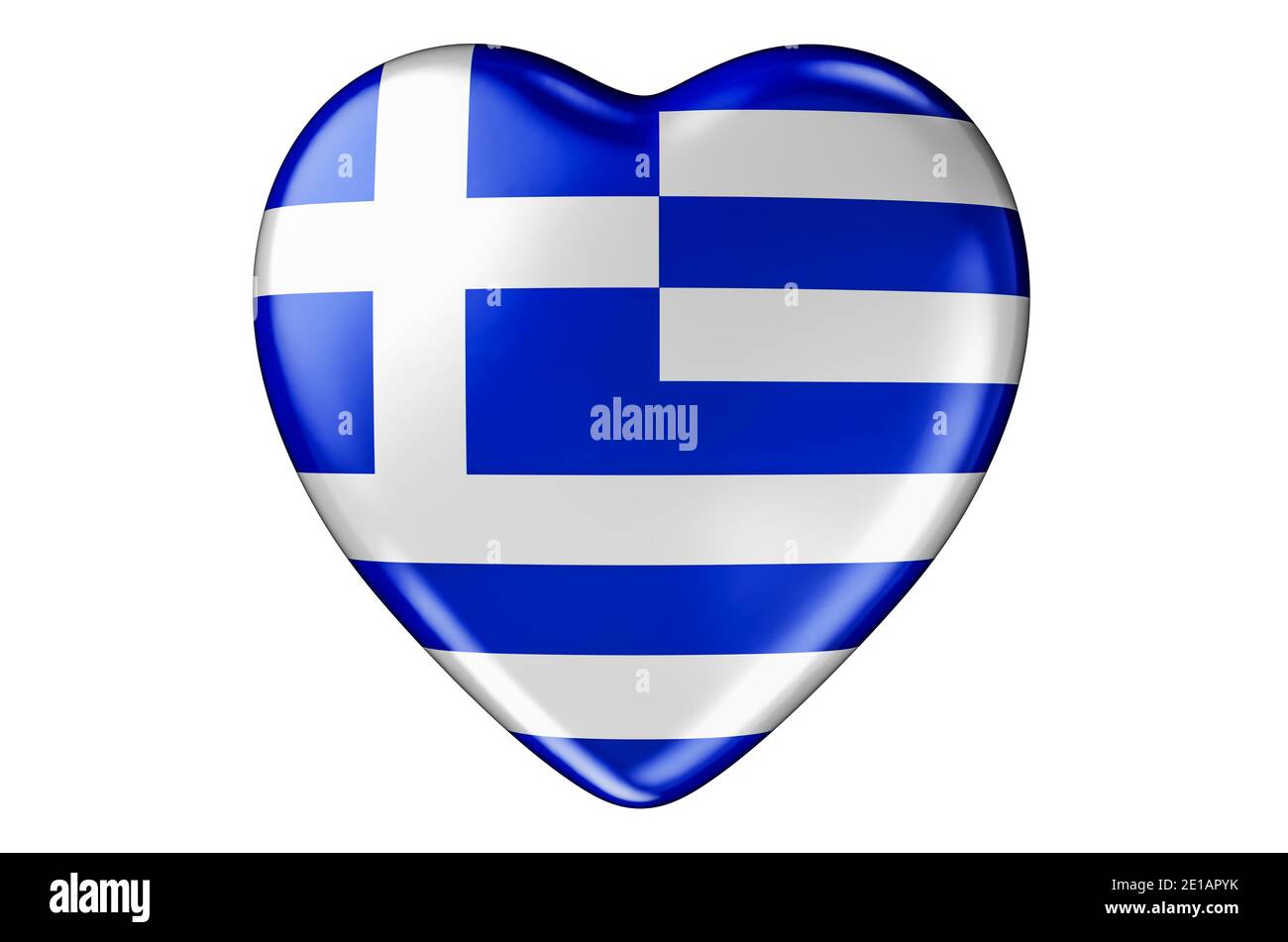 Heart with Greek flag, 3D rendering isolated on white background Stock ...