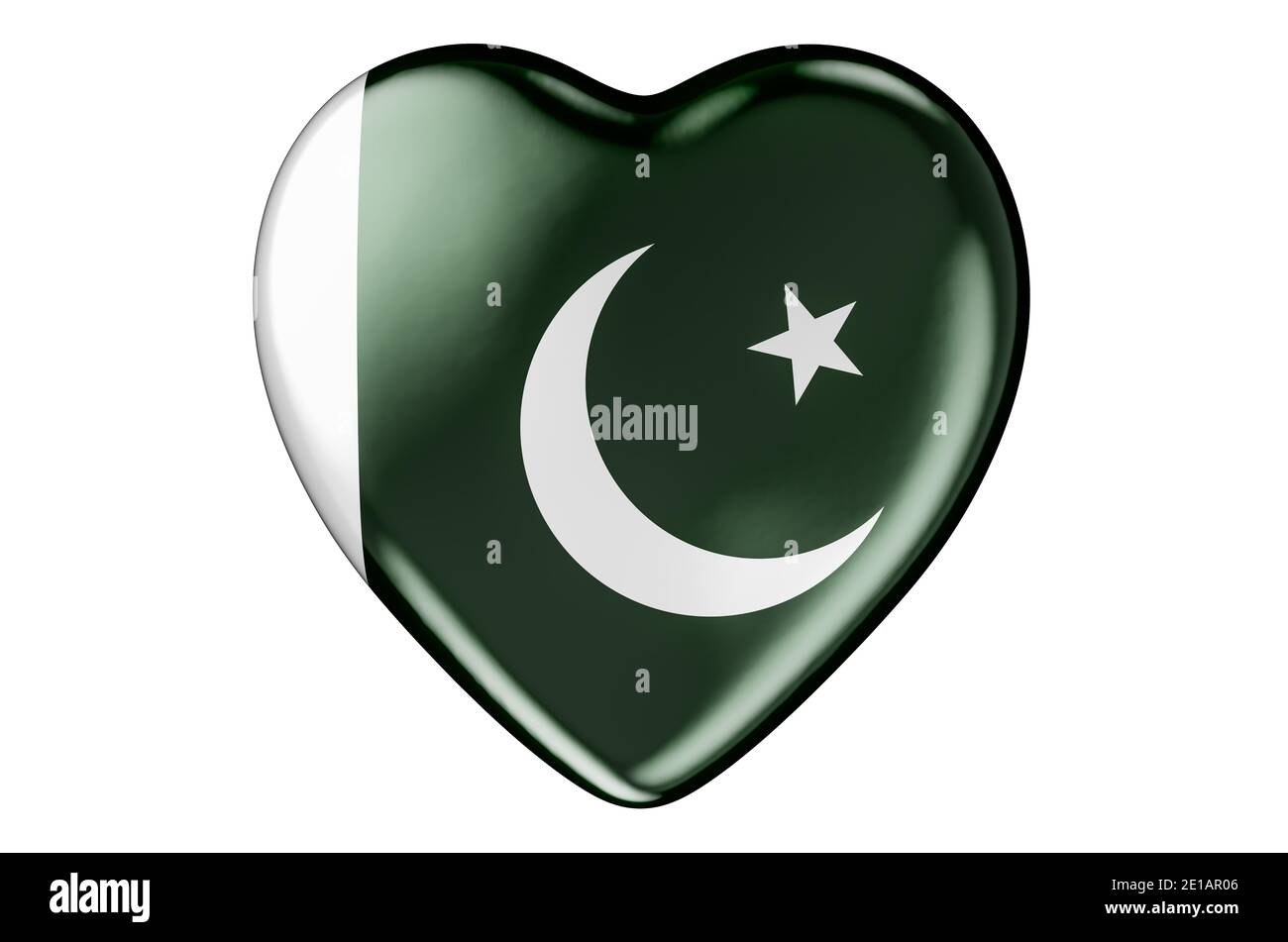 Heart with Pakistani flag, 3D rendering isolated on white background ...