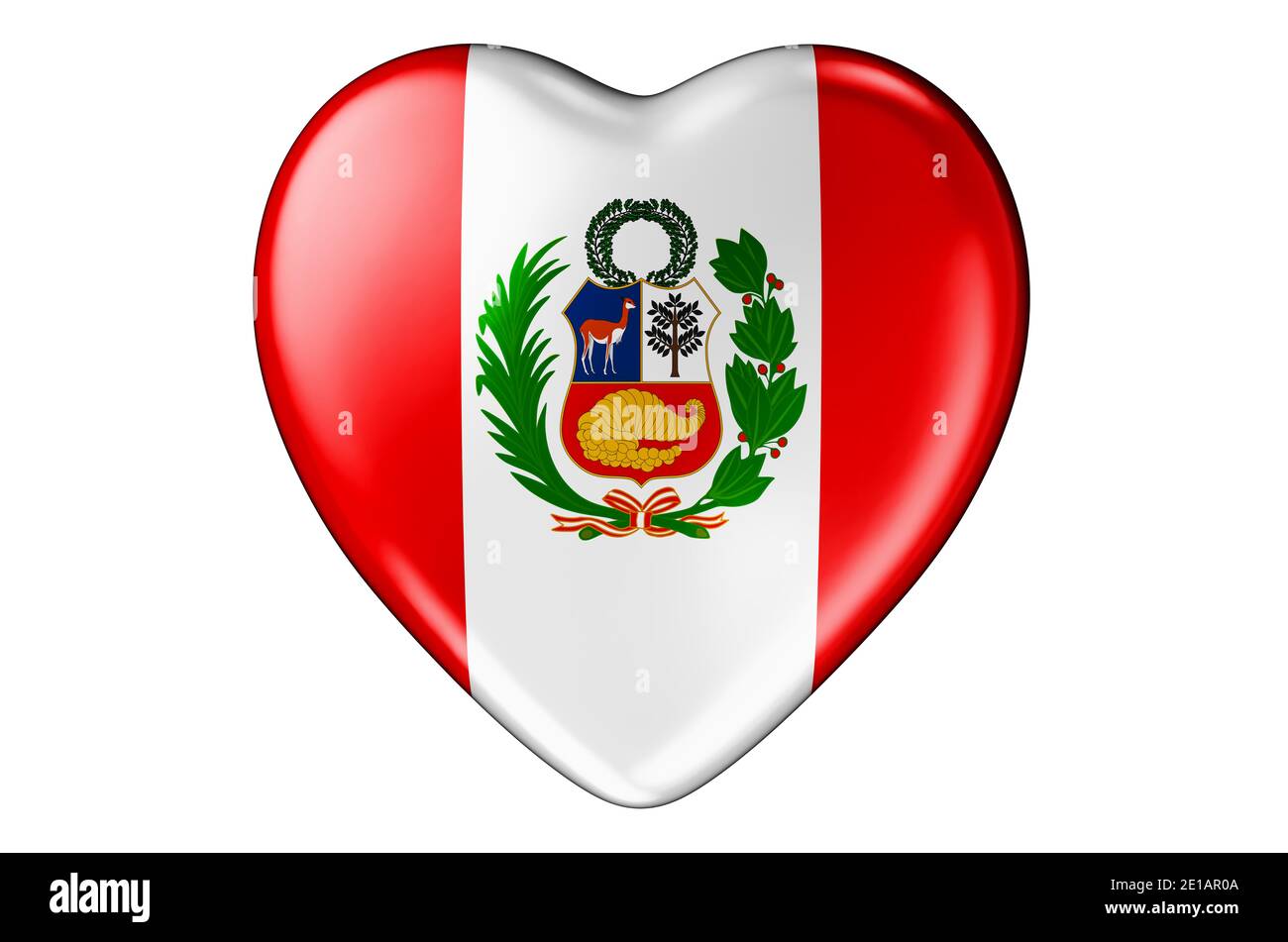 Heart with Peruvian flag, 3D rendering isolated on white background ...