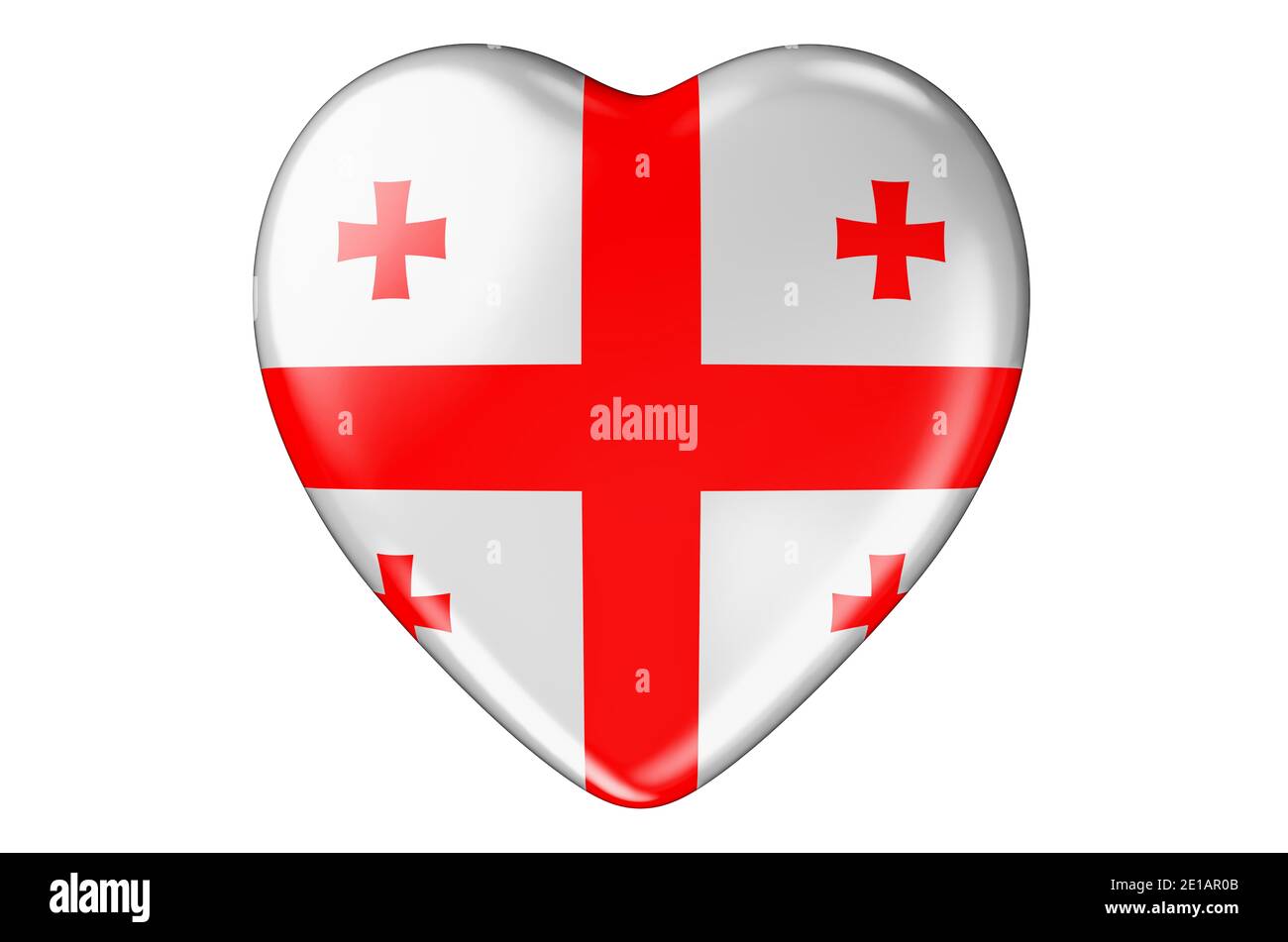 Heart with Georgian flag, 3D rendering isolated on white background ...