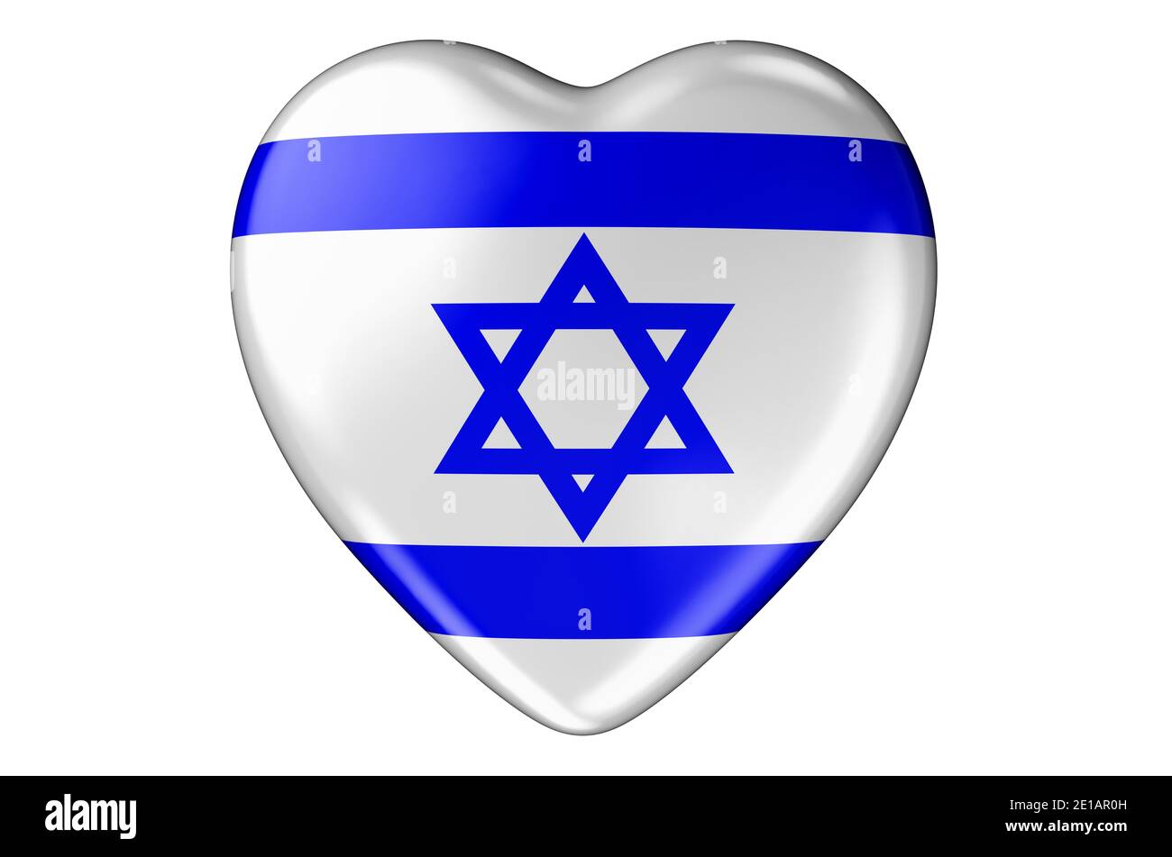 Heart with Israeli flag, 3D rendering isolated on white background ...