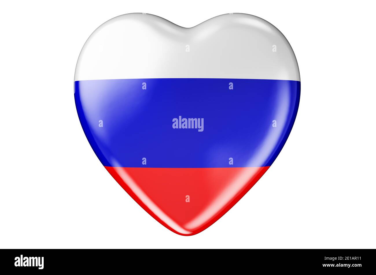 Heart with Russian flag, 3D rendering isolated on white background ...