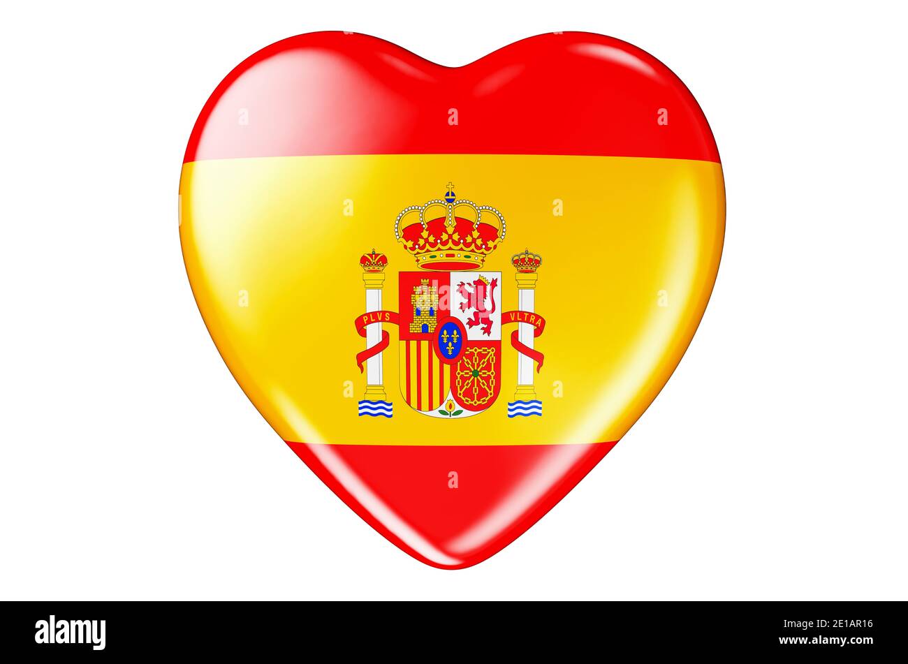 Heart with Spanish flag, 3D rendering isolated on white background ...