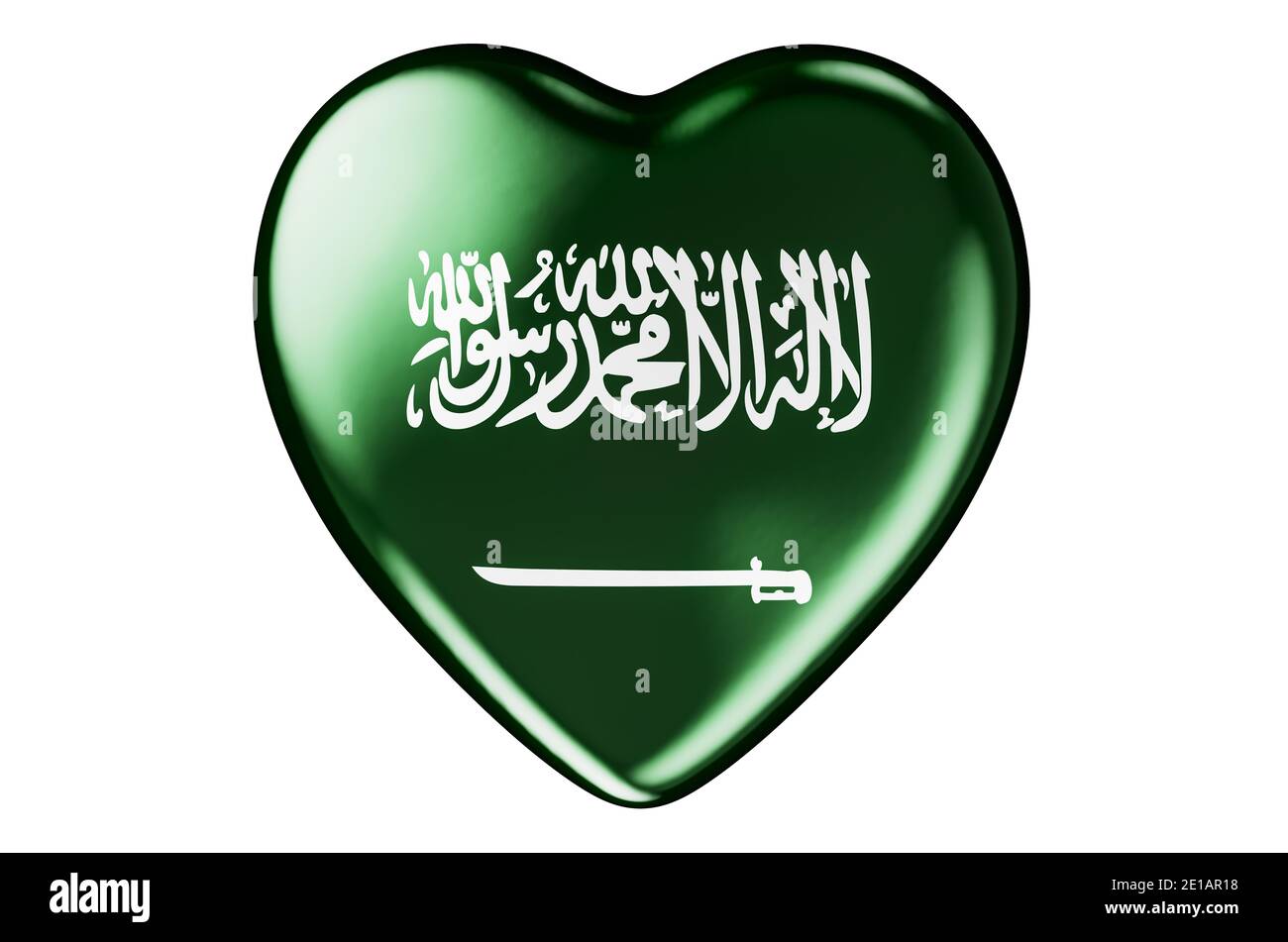 Heart with Saudi Arabian flag, 3D rendering isolated on white ...