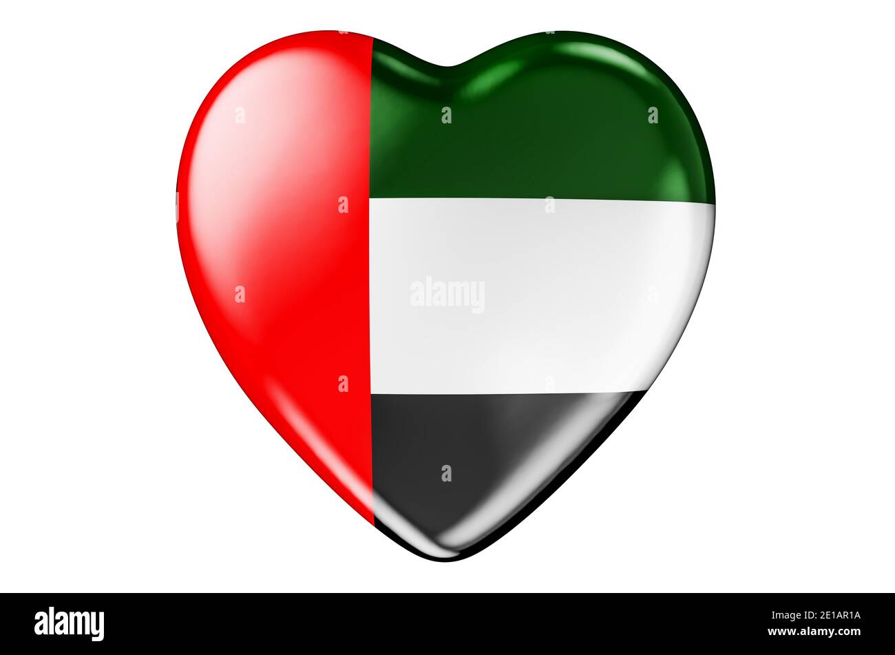 Heart with the United Arab Emirates flag, 3D rendering isolated on ...