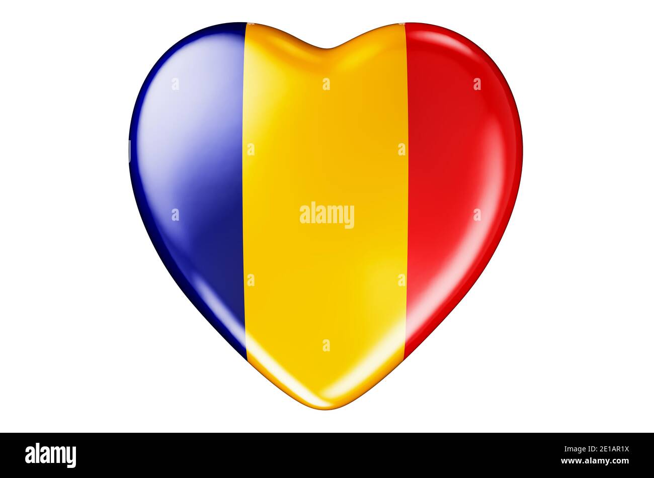 Heart with Romanian flag, 3D rendering isolated on white background ...