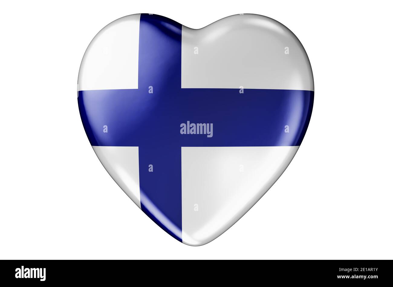 Heart with Finnish flag, 3D rendering isolated on white background ...