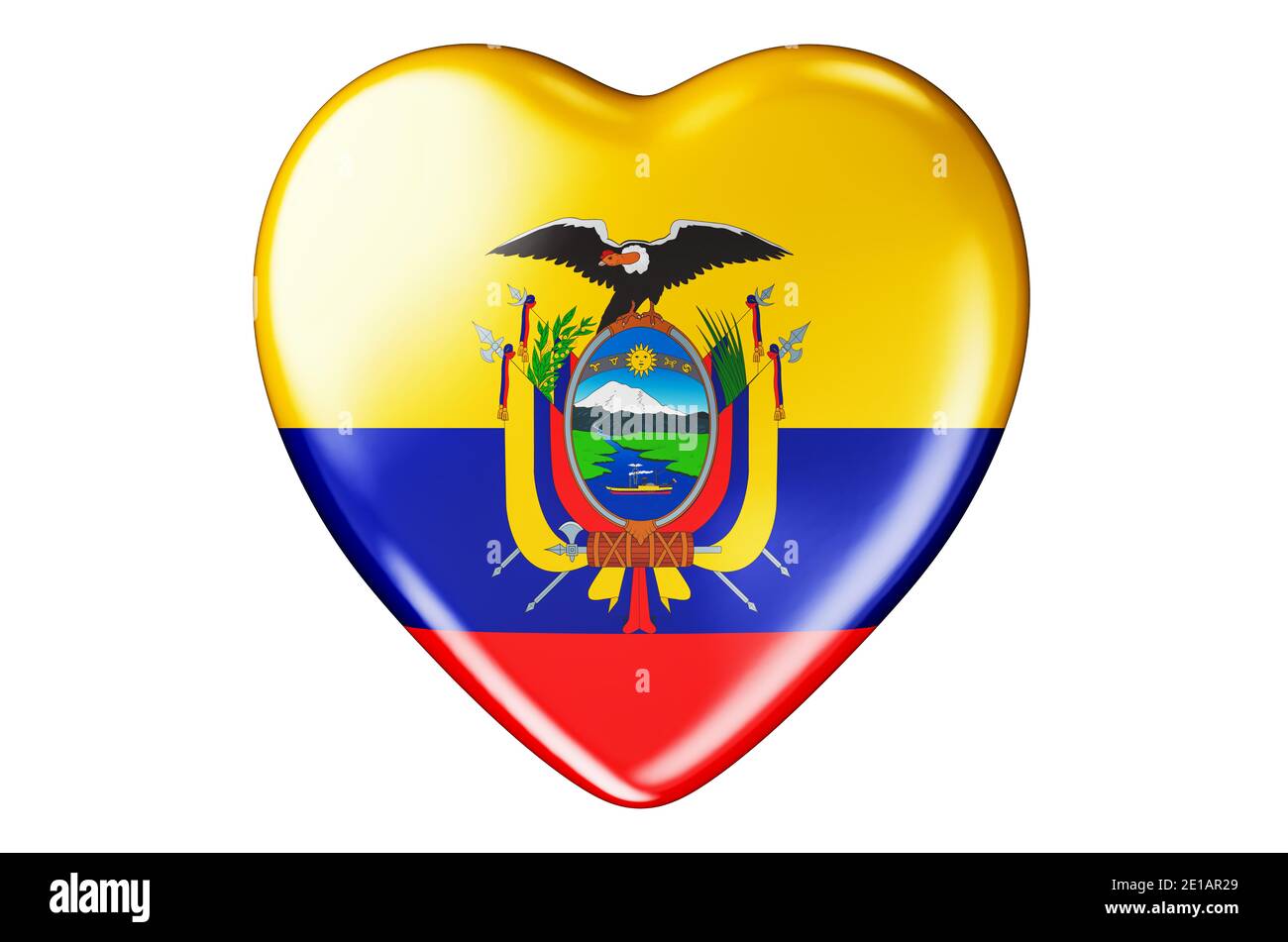 Heart with Ecuadorian flag, 3D rendering isolated on white background ...