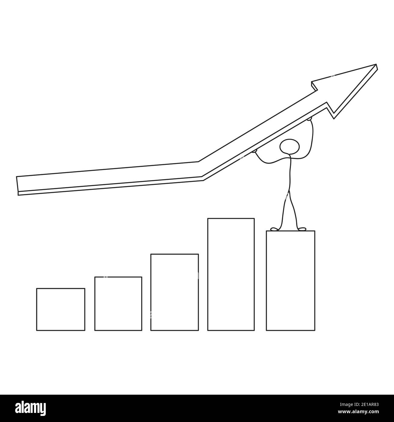 Illustration of stick figure vector concept: stickman helping to rise ...