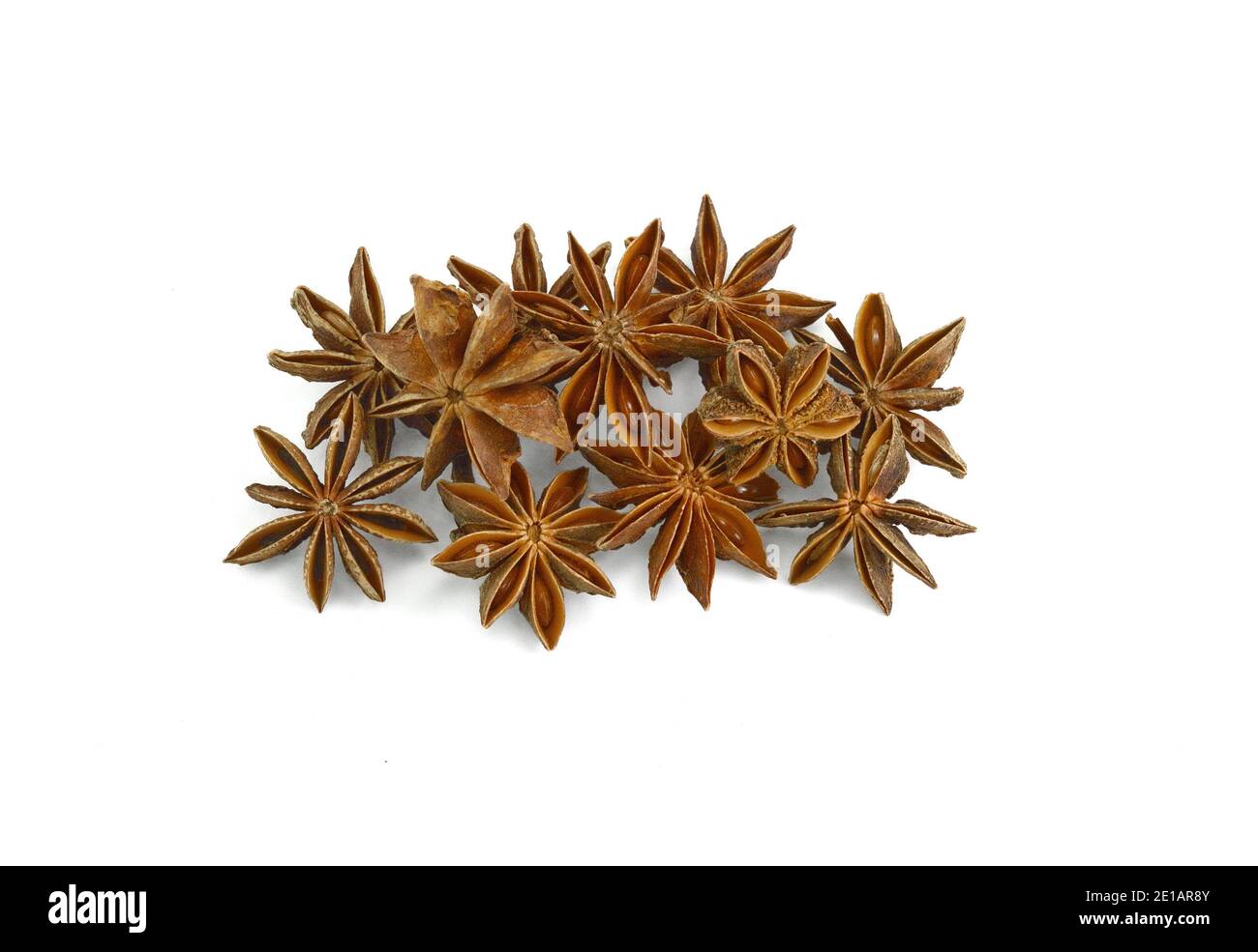 dry star anise fruits isolated on white. Star anise spice fruits and ...